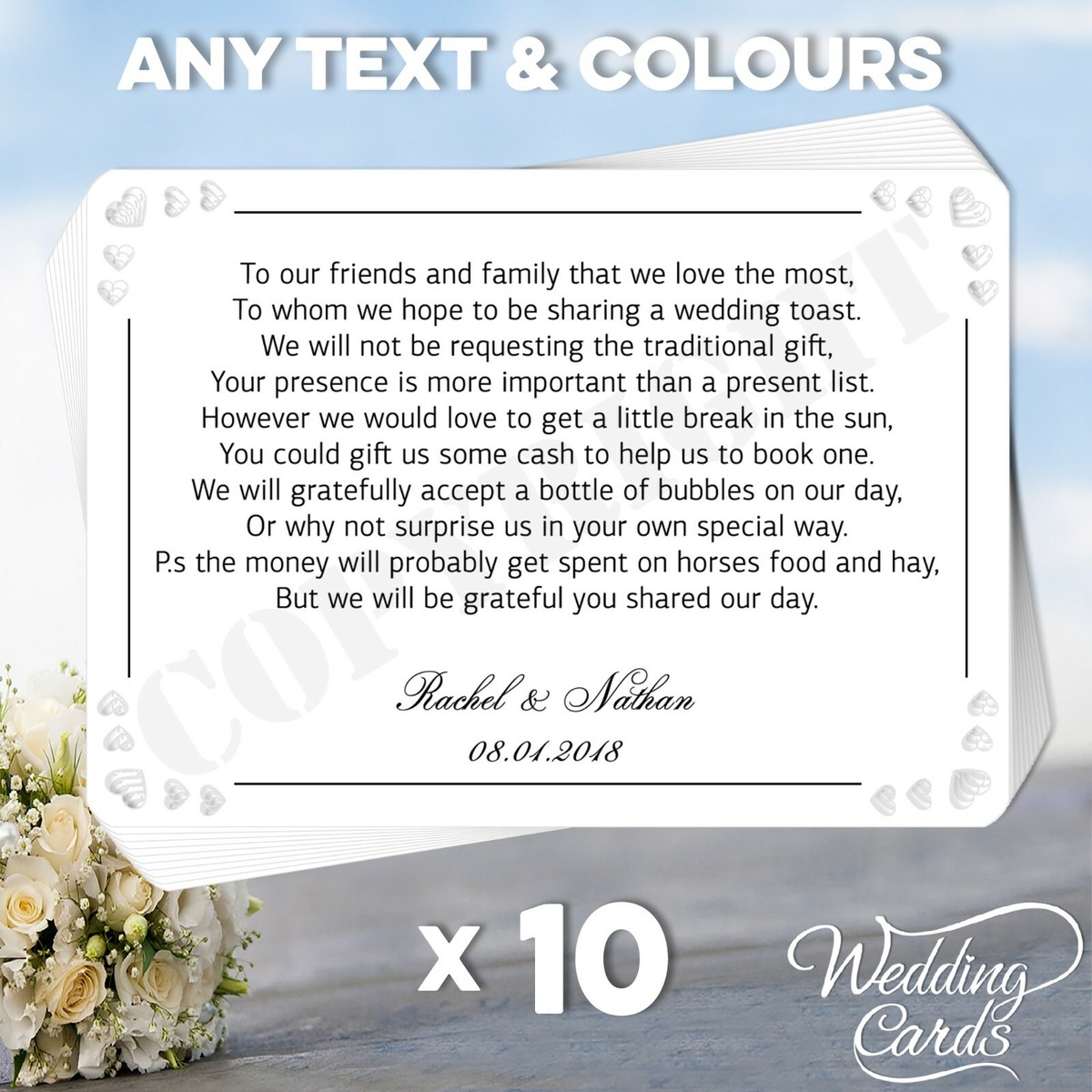 Wedding Invitation Wording Money Tree 50 X Wedding Gift Poem Card,