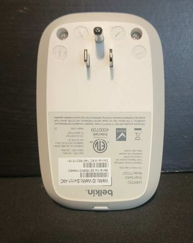 Belkin WeMo Smart Switch F7C027 WiFi Smart Plug/Switch- TESTED ...