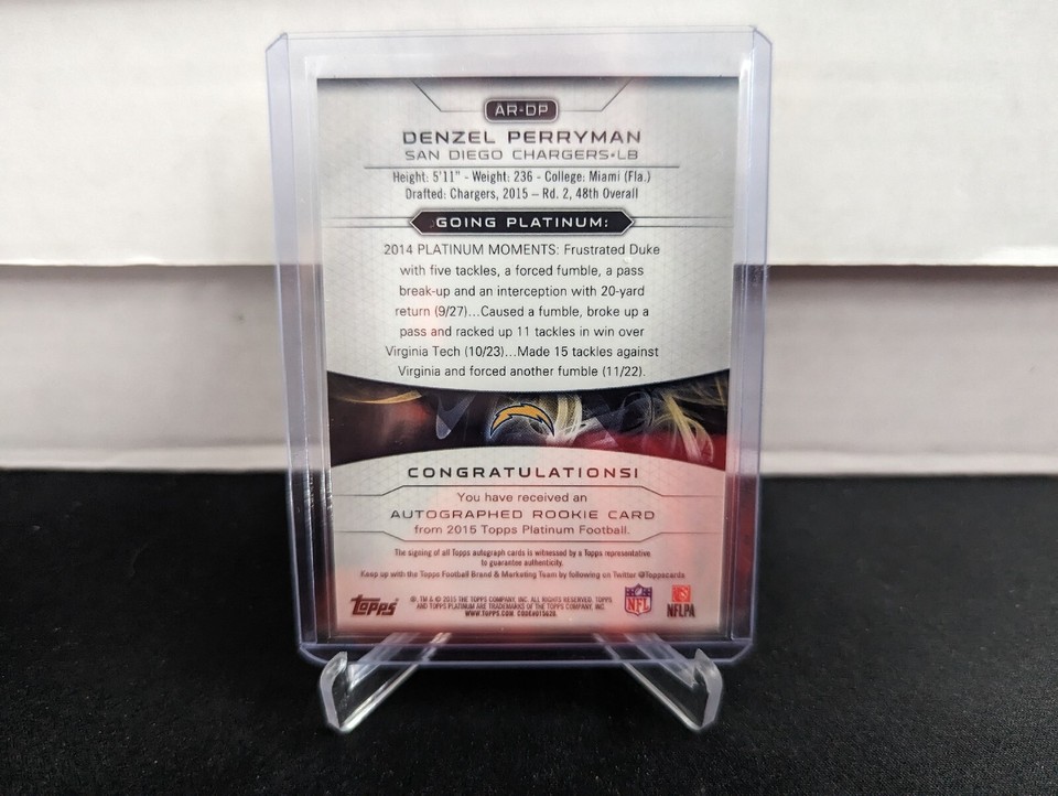 2015 Topps Platinum Denzel Perryman Autograph 130/150 Blue Rookie ...