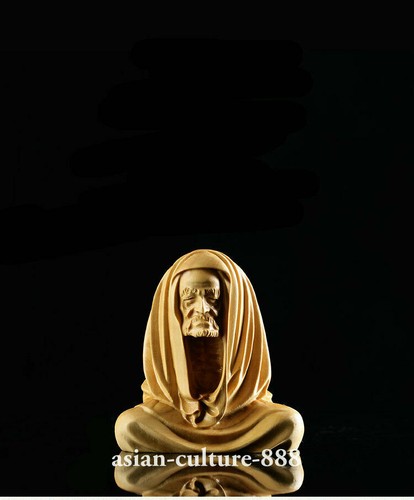 2" China Boxwood Wood Carving Seat Arhat Damo Bodhidharma Dharma Buddha ...