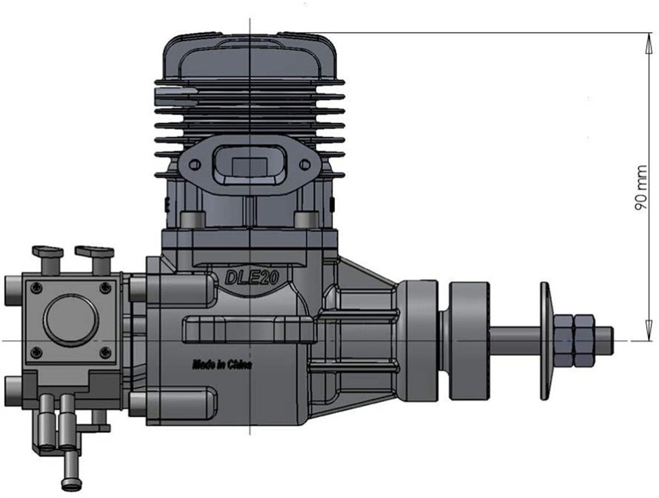 DLE 20CC Single Cylinder Two Stroke Side Exhaust Gas Engine w/ Igniton ...