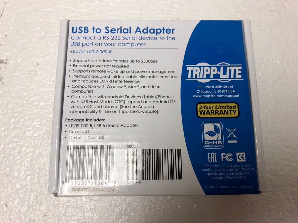 TRIPP LITE USB To Serial Adapter RS232 U209-000-R New Sealed | eBay