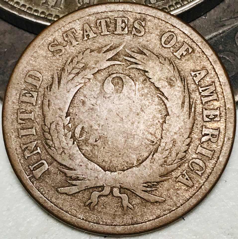 1865 Two Cent Piece 2C Ungraded Civil War Date US Copper Coin CC28808 ...