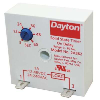 Dayton 2A562 Encapsulated Timer Relay, 1A, Solid State, Standards ...