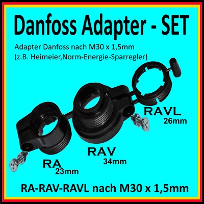 RA RAV RAVL ADAPTER SET Danfoss für Thermostatventile M30 x 1,5 Fritz ...