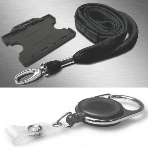 ID Neck Strap Lanyard, Double Sided ID Card Pass Holder & Retractable ...