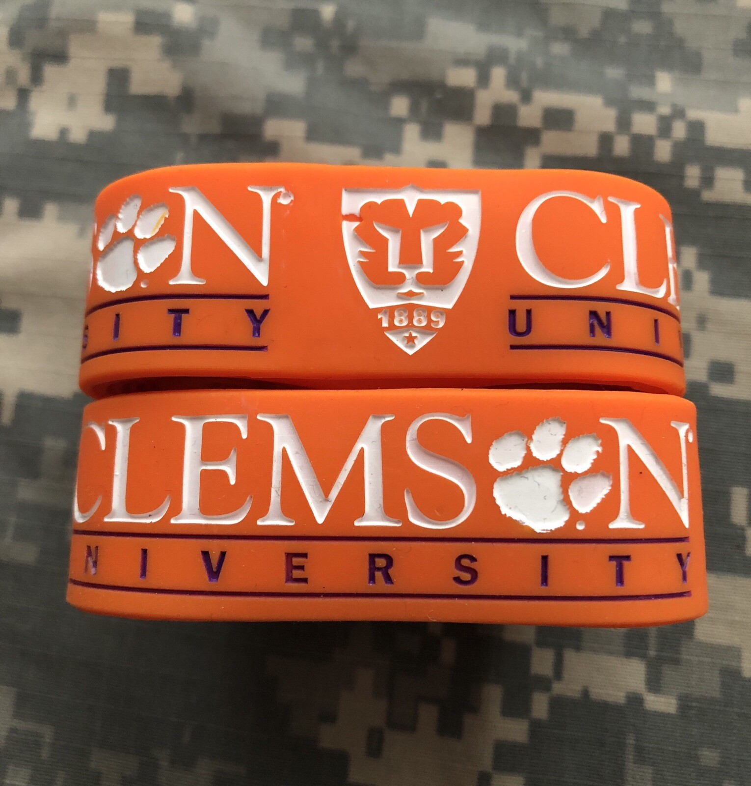 2x CLEMSON SIlicone Bracelet 1” Wide. Veteran Operated | eBay
