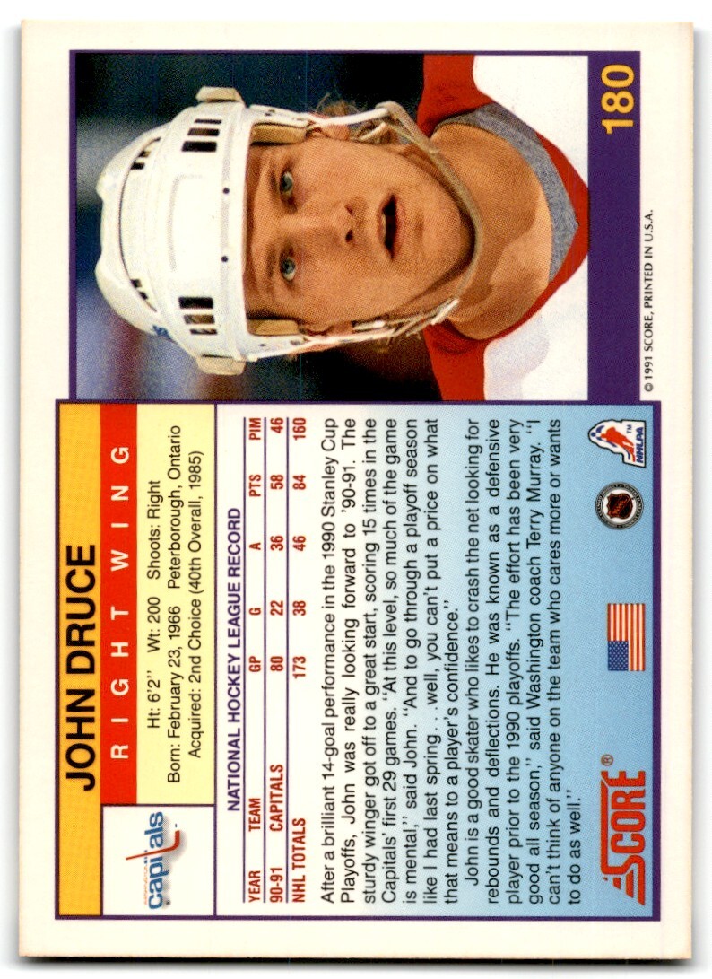 1991-92 Score John Druce Washington Capitals #180 | eBay