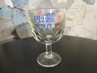 Pizza Inn Glass Goblet Pedestal Clear Heavy Duty Logo Barware | eBay