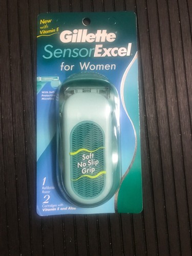 Gillette Sensor Excel Women Handle Shaver w 2 Blade Made USA Vintage ...