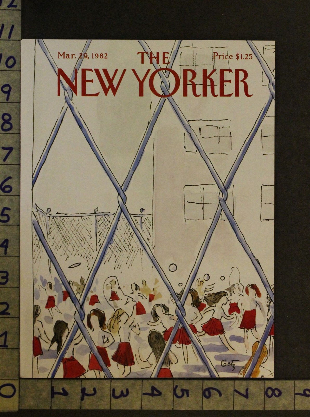1982 NEW YORKER VINTAGE ART COVER GETZ PLAYGROUND SCHOOL EDUCATION ...