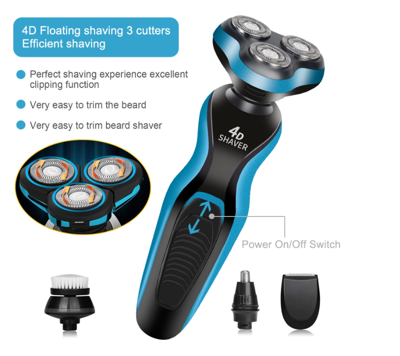 4-in-1 Electric Shaver Razor Waterproof Cordless Rechargeable Head ...
