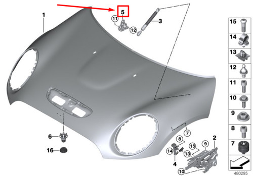 NEU MINI COOPER F55 GAS GEFÜLLTER STREBE-AUFNAHME 7300575 51237300575 ...