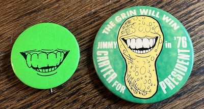 2 Jimmy Carter Big Smile Grin Pins 1976 Presidential Election | eBay