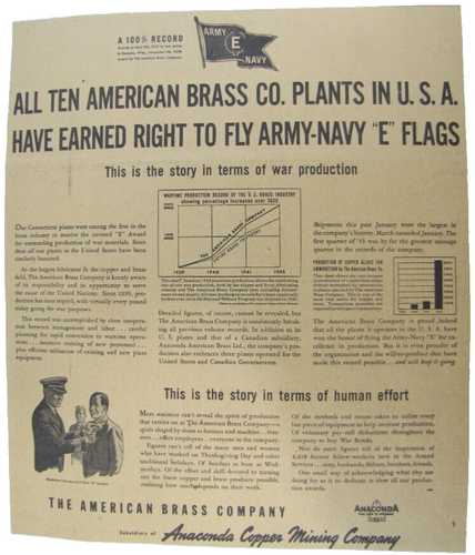 Vintage 1943 Army E Navy Award Flag - Anaconda Copper Mine Newspaper ...