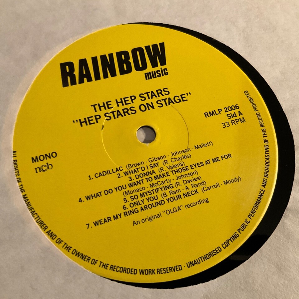 THE HEP STARS LP ON STAGE Rainbow music RMLP 2006 MINT/VG Swedish Press ...