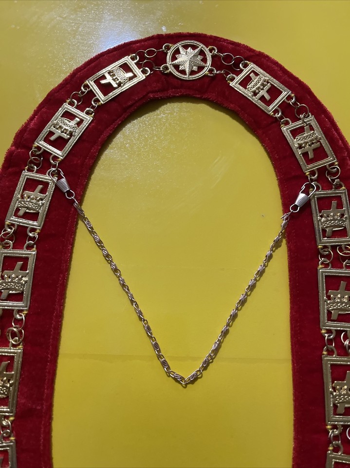 Knights Templar Masonic Regalia Metal Chain Collar with Red Velvet ...