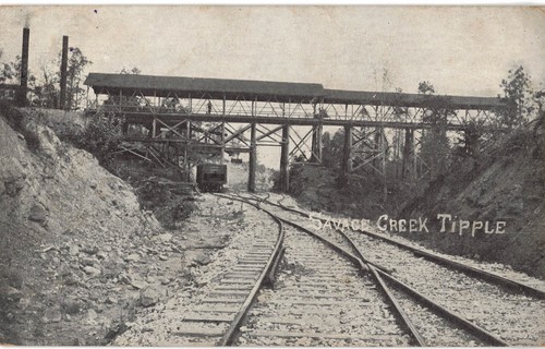 OLD POSTCARD SAVAGE CREEK TIPPLE RAILROAD COAL MINING TRAIN CAR | eBay