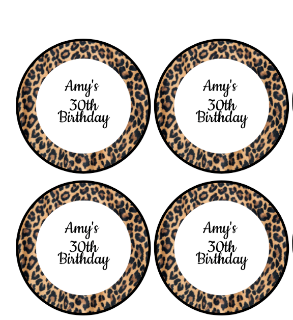 20 x edible icing/wafer leopard print edible cupcake toppers ...