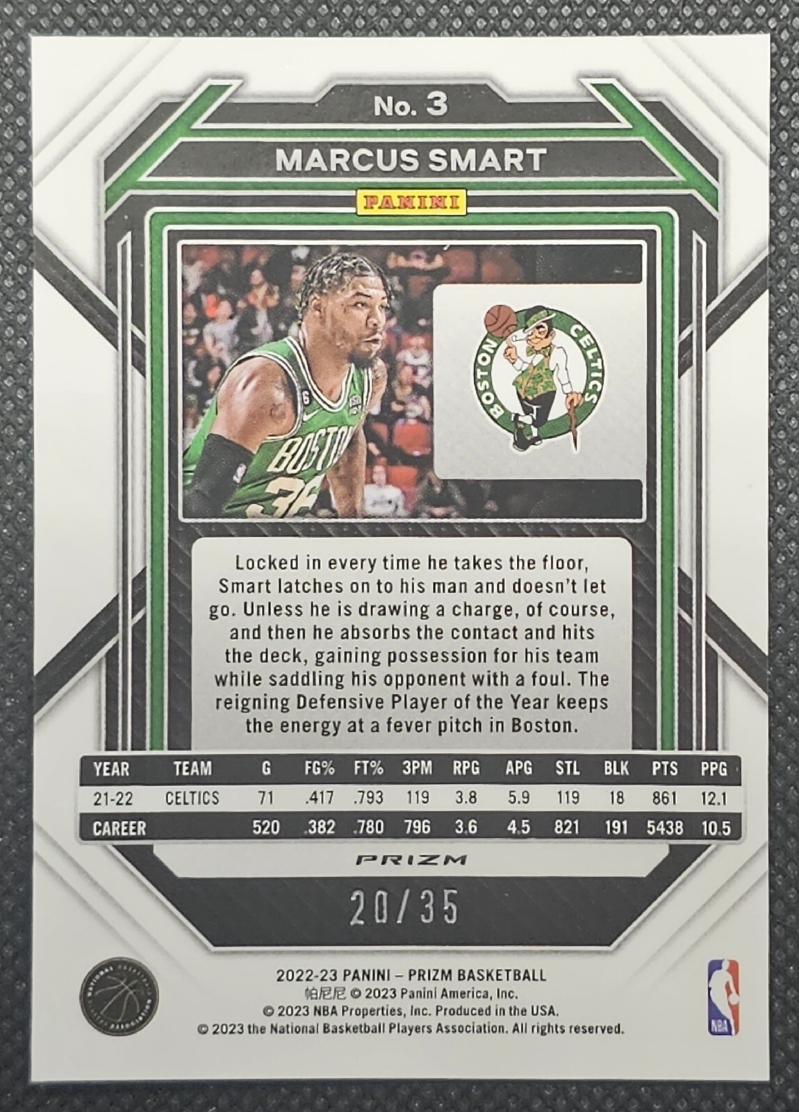 2022-23 Panini Prizm Marcus Smart No.3 FOTL Blue Shimmer Prizm /35 SSP ...