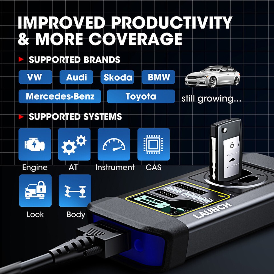 LAUNCH X431 X-PROG 3 Smart Keys Remote IMMO Car Key Programmer ...