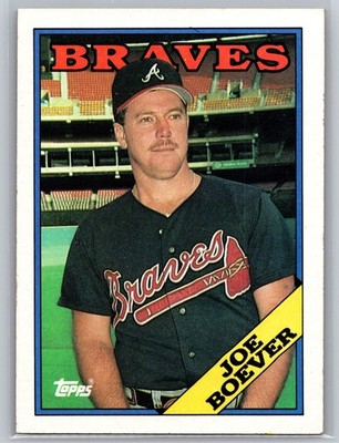 1988 Topps #627 Joe Boever Atlanta Braves Relief Pitcher Baseball Card ...