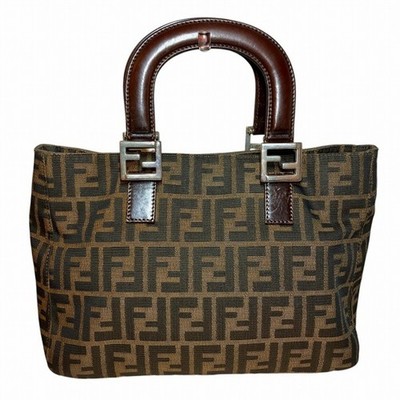 FENDI Zucca pattern FF Hardware Vintage bag Handbag Brown Canvas From ...