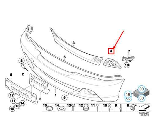 BMW 3 COUPE E46 FRONT RIGHT FOG LIGHT GRILLE 51117147528 7147528 NO ...