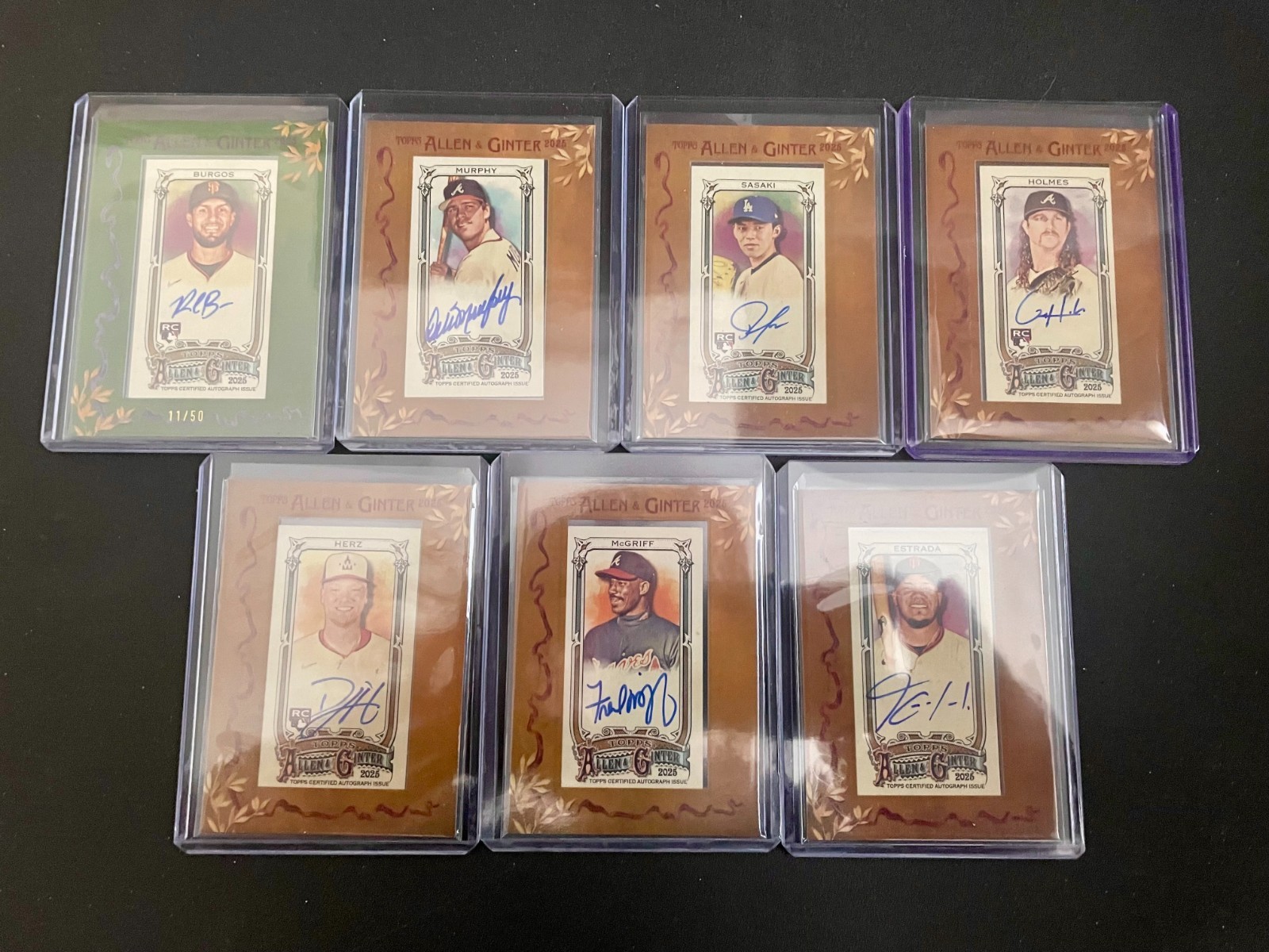 Lot of (7) 2025 Allen & Ginter cards, all autos, Roki Sasaki, McGriff ...