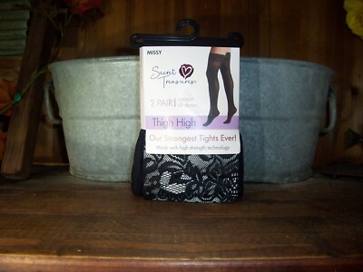 SECRET TREASURES LADIES OPAQUE THIGH HIGH TIGHTS MISSY SIZE BLACK 2 ...