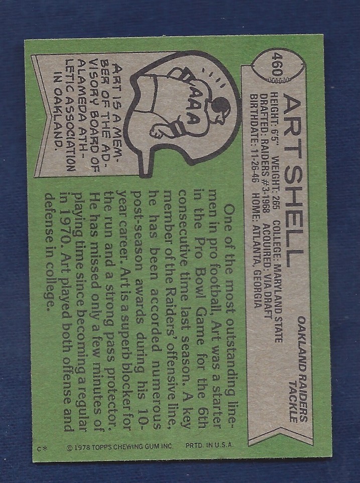 SHARP PACK FRESH 1978 TOPPS #460 ART SHELL .99 SHIP L601 | eBay