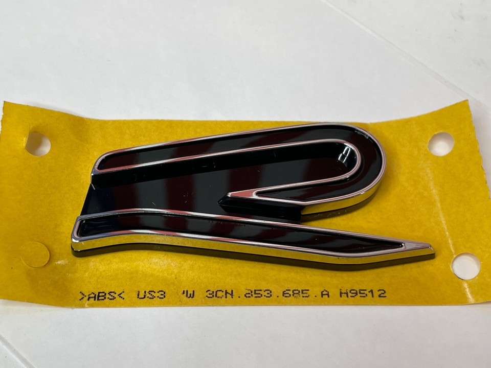 Black & Chrome VW R Line Badge Emblem LOGO Stick On 30mm x 65mm R-Line ...