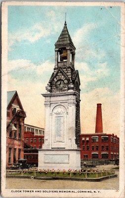 Clock Tower Soldiers Memorial, Corning New York - 1927 White Border ...