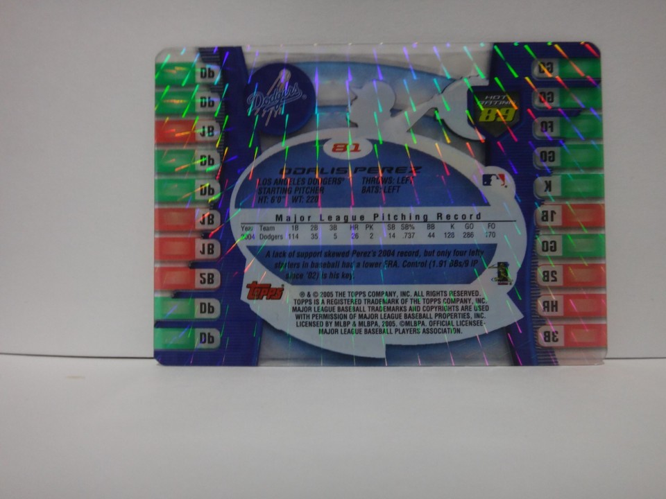 2005 TOPPS HOT BUTTON BASEBALL ODALIS PEREZ #81 REFRACTOR PARALLEL | eBay