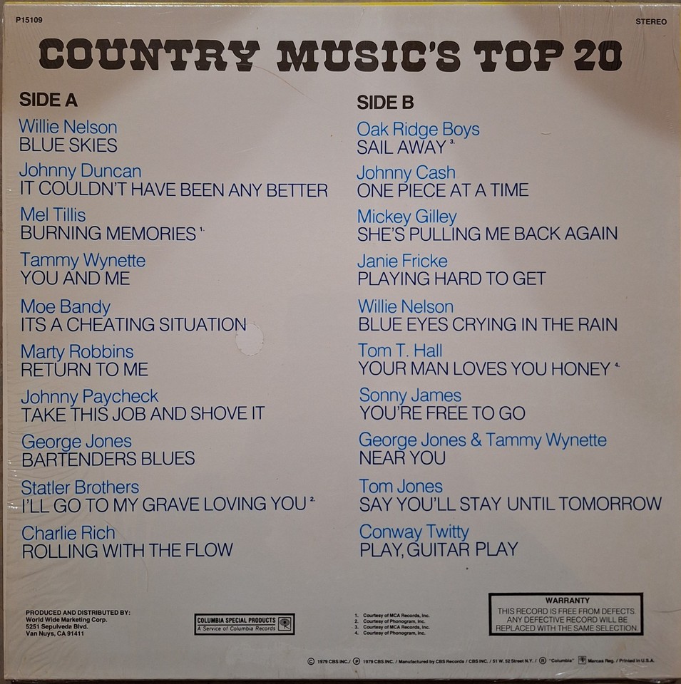 Country Music's Top 20 LP Vinyl Record | eBay
