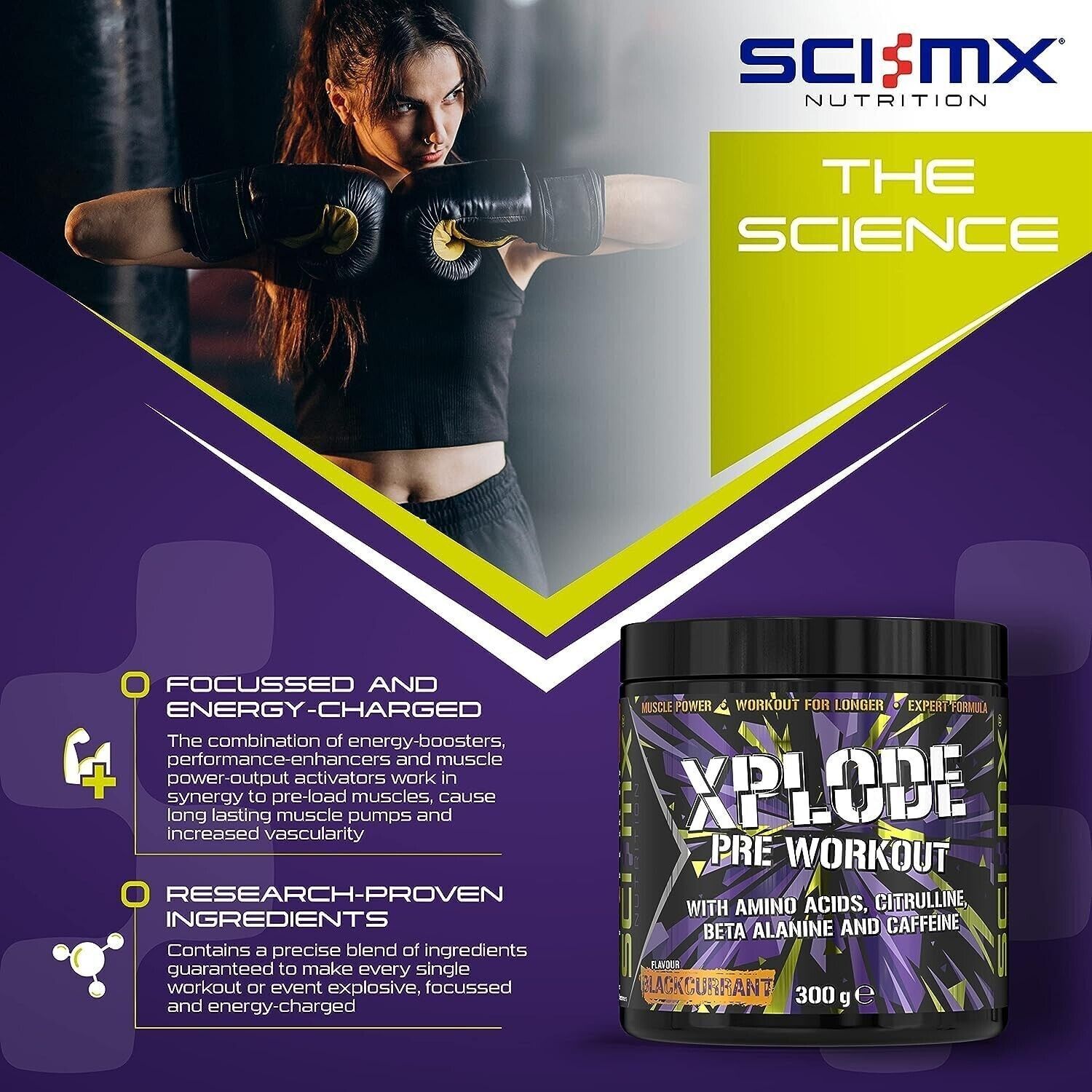 Sci-MX Xplode Pre Workout Powder 300g Strong Muscle Pump Extreme Energy ...