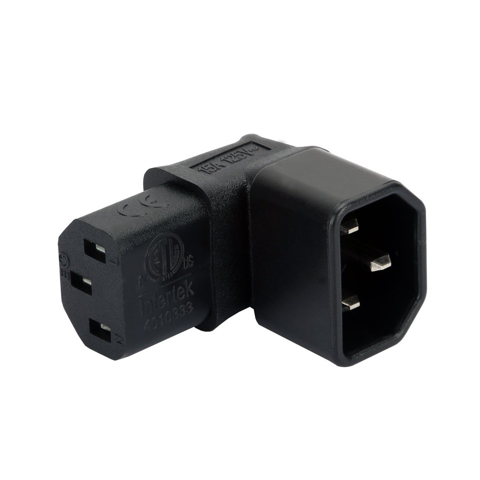 C14 to C13 Power Adapter IEC 320 Male C14 to C13 Down Direction Right ...