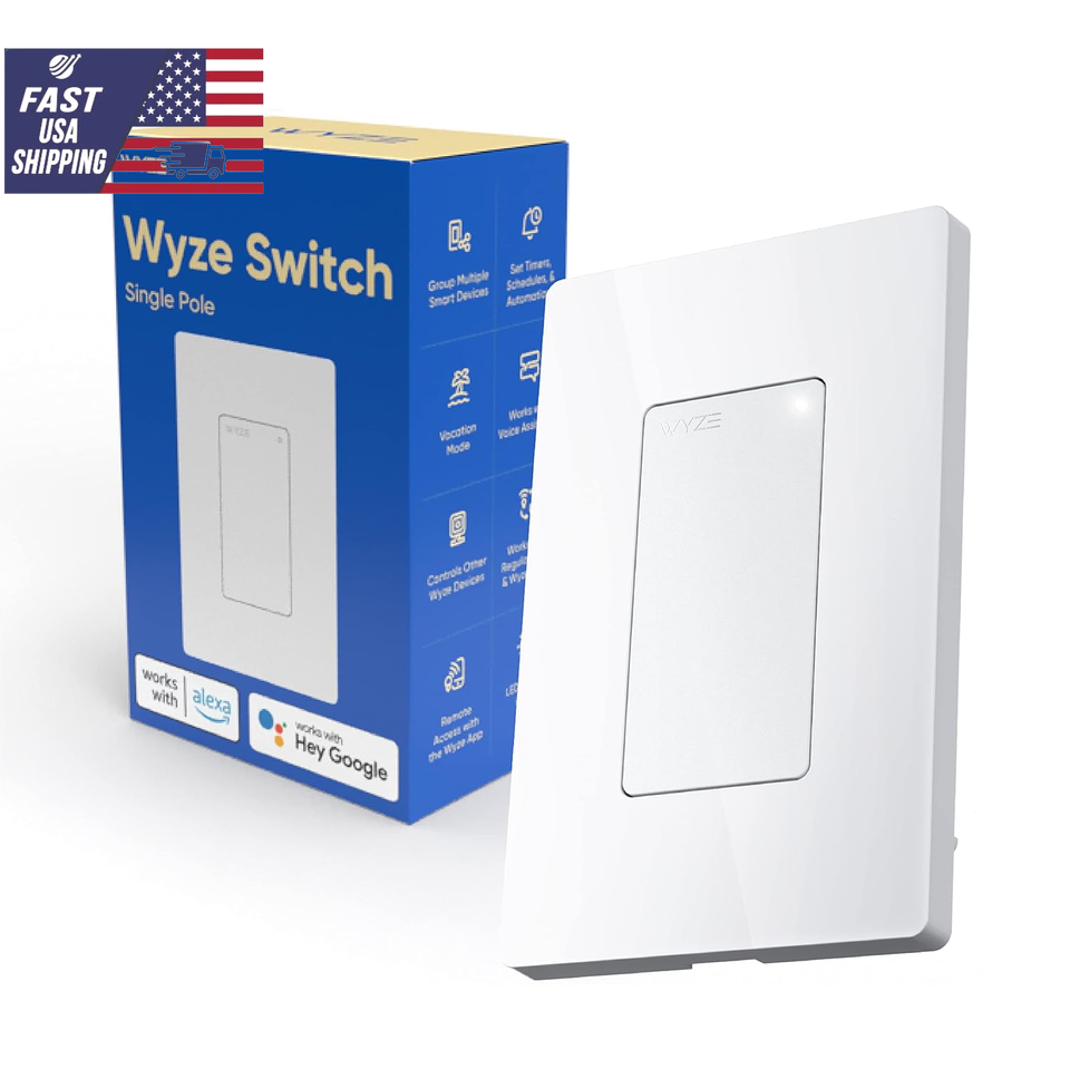 Wyze Switch, 2.4 Ghz Wifi Smart Light Switch, Single-Pole, Needs ...