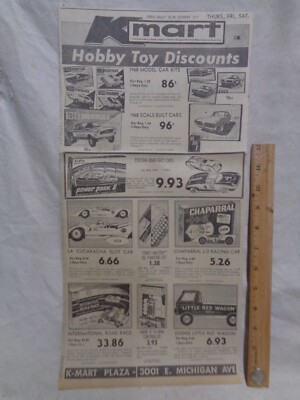 Vintage Toy Store Ad 1967 CARS eldon SLOT cox model kits Race set 1960s ...
