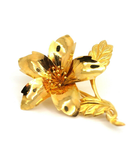 VINTAGE 20K YELLOW GOLD FLOWER PIN BROOCH 5.3gr | eBay