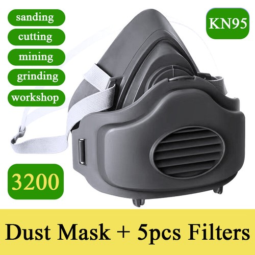 PRO Dust Respirator Mask with 5 Replaceable Filters for Industrial ...
