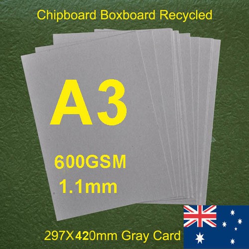 65 X A3 Chipboard Boxboard Cardboard Recycled Gray Cards 600gsm 1.1mm ...
