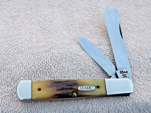RARE 1995 CASE XX RAZ 52005 STAG HANDLE ONE ARM MAN RAZOR KNIFE USED 2 ...