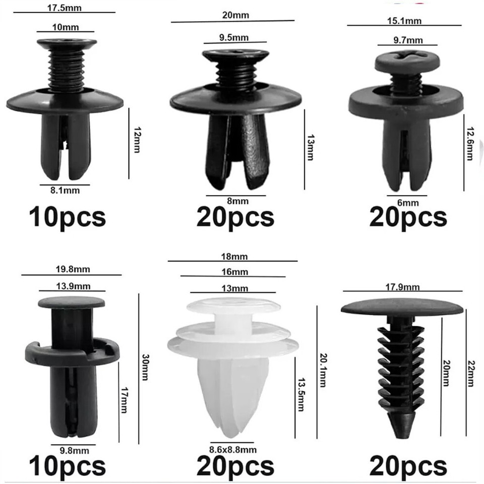 100PCS Retainer Clips Body Bumper Rivet Retainer Trim Molding Push Pin ...