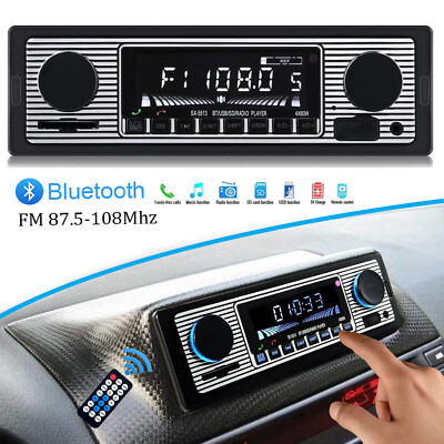 Bluetooth Car Radio Vintage MP3 Player FM USB AUX Classic Stereo Audio ...