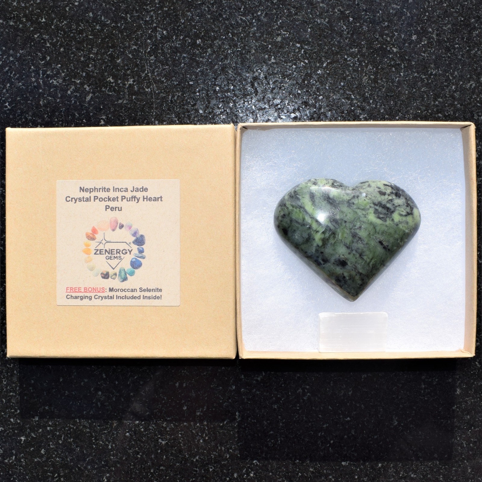 [1] Nephrite Inca Jade Crystal Puffy Heart / Palm Stone Reiki ZENERGY ...