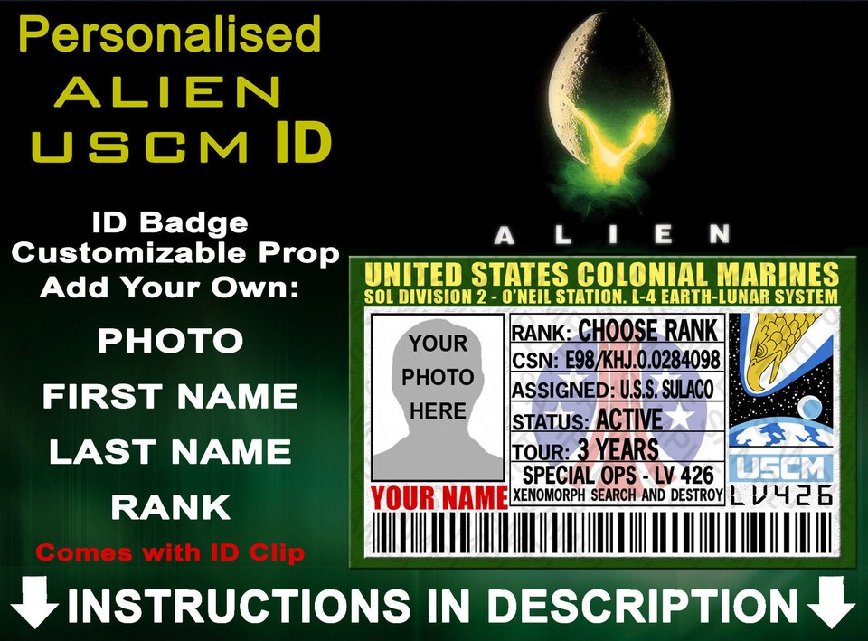 Aliens USCM US Colonial Marines Customised Fancy Dress Prop Comic Con ...