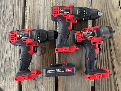 Lot Of 3 Bauer Tools 1/2”Hammer Drill 1/2” Drill 3/8” Impact Wrench 1.5 ...