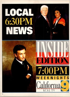 1992 Inside Edition KCAL 9 print ad •JERRY DUNPHY Pat Harvey Bill O ...