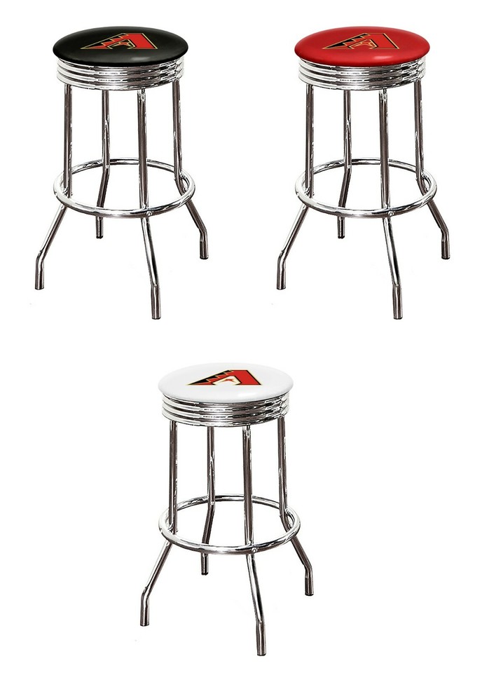 Bar Stool MLB 31" Tall Retro Chrome Swivel Seat Colored Vinyl Team Logo ...